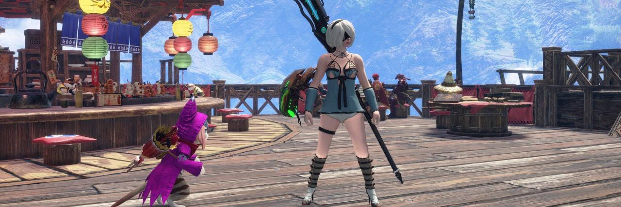 【曙光MOD】尼尔2BDLC衣服β+4O式战术虫棍、拳套双刀MOD - 怪物猎人崛起Mod - 踩蘑菇社区