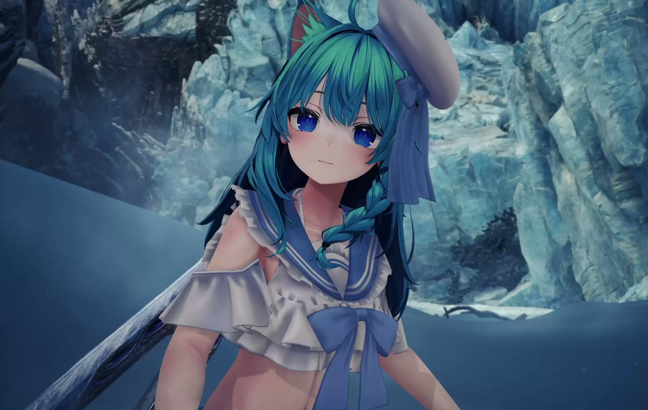 【MHWI/外观mod】海风少女の水着（双主角+aibo） - 怪物猎人世界MOD - 踩蘑菇社区