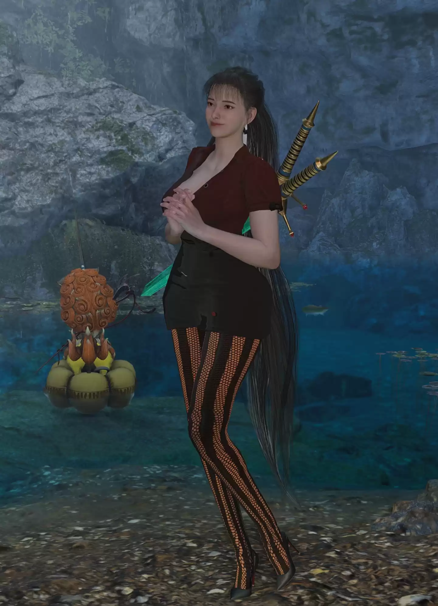 【外观mod】DOA OL套装 包臀裙配网纹丝袜 可改色 历战王锁刃龙版本已修复 - 怪物猎人荒野MOD圈 - 踩蘑菇社区