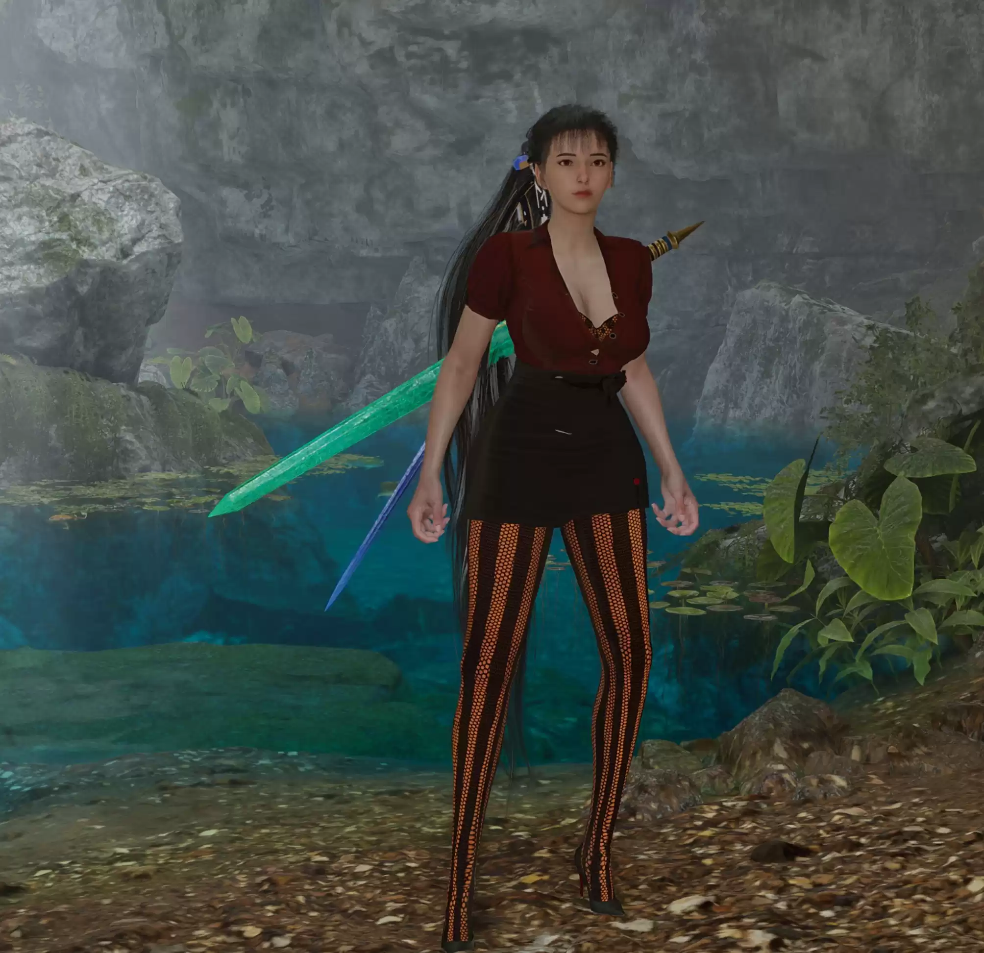 【外观mod】DOA OL套装 包臀裙配网纹丝袜 可改色 巨戟龙版本已修复 - 怪物猎人荒野MOD圈 - 踩蘑菇社区